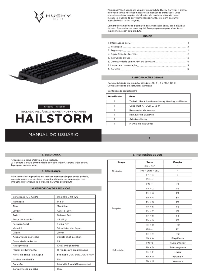 Manual Teclado Husky Hail | PDF