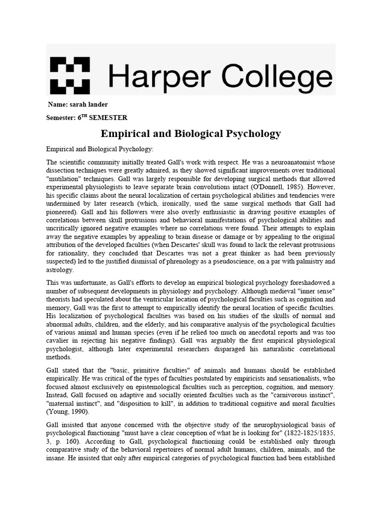 Gall's Legacy in Empirical Psychology | PDF | Psychology | Behavioral ...