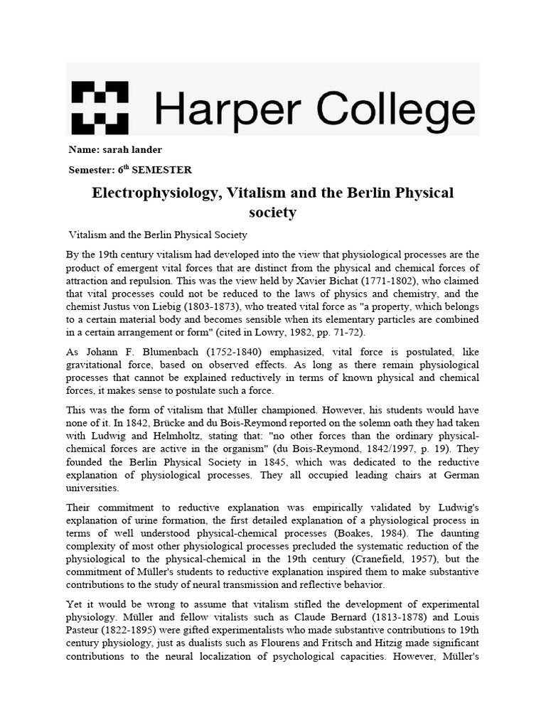 Vitalism and Electrophysiology Insights | PDF | Vitalism | Electricity