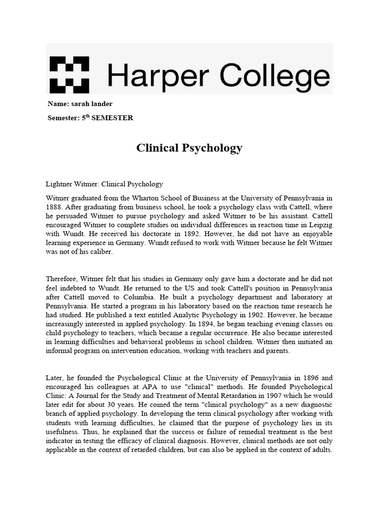 Clinical Psychology Notes | PDF | Psychology | Clinical Psychology