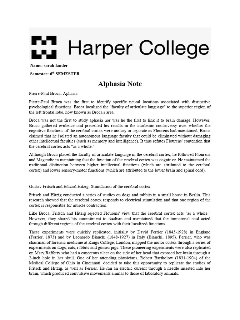 Aphasia Note | PDF | Brain | Cognitive Psychology