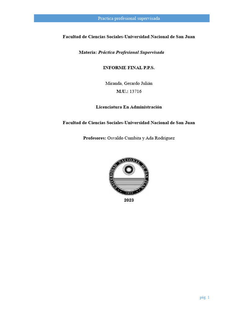 INFORME FINAL PPS MIRANDA, GERARDO JULIAN | PDF | Business | Calidad (comercial)