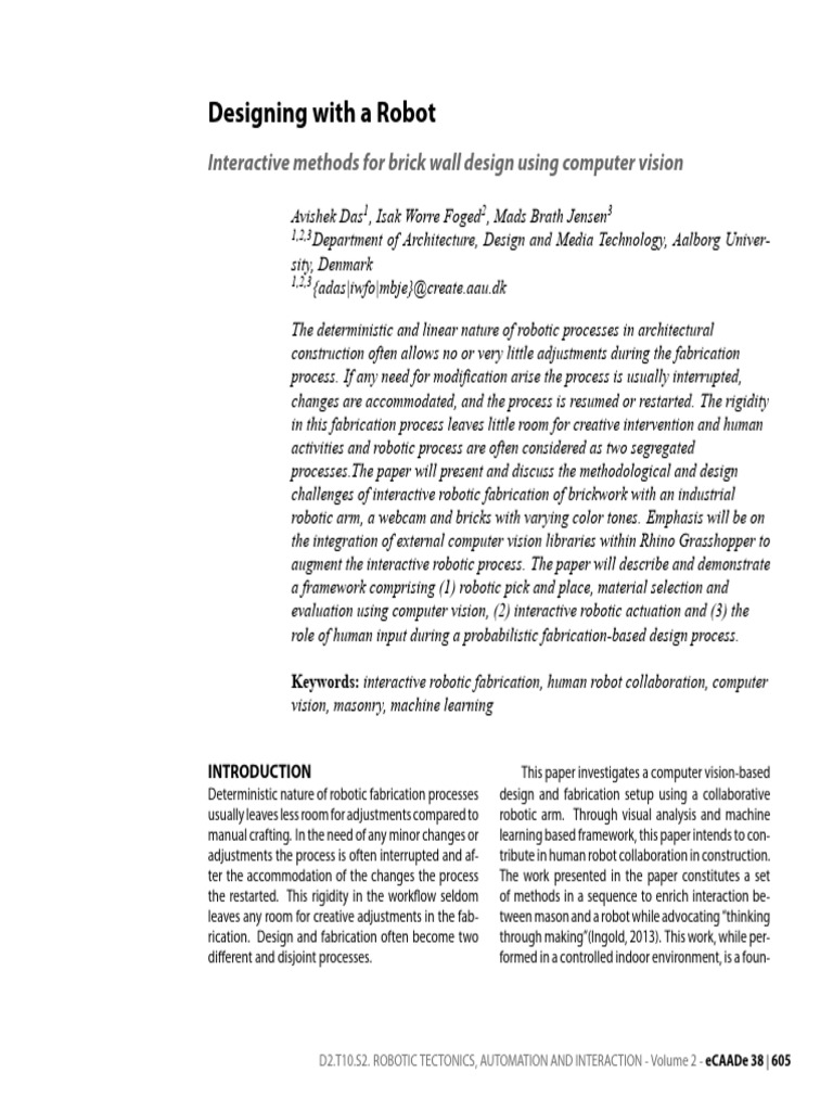Designing With A Robot-Interactive Methods For Brick Wall Design Using ...
