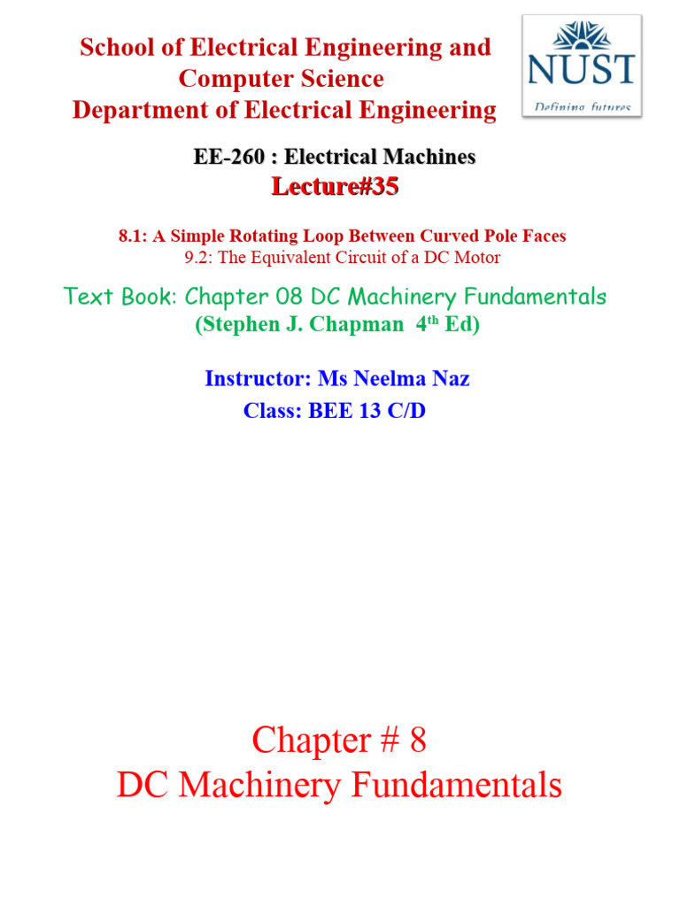 EE-260 Lecture 35 - DC Machines | PDF | Electric Motor | Electric Generator