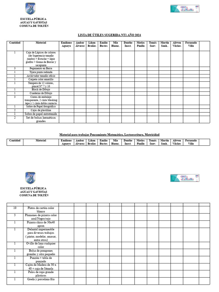 Check List Utiles Escolares | Descargar gratis PDF | Materiales de ...