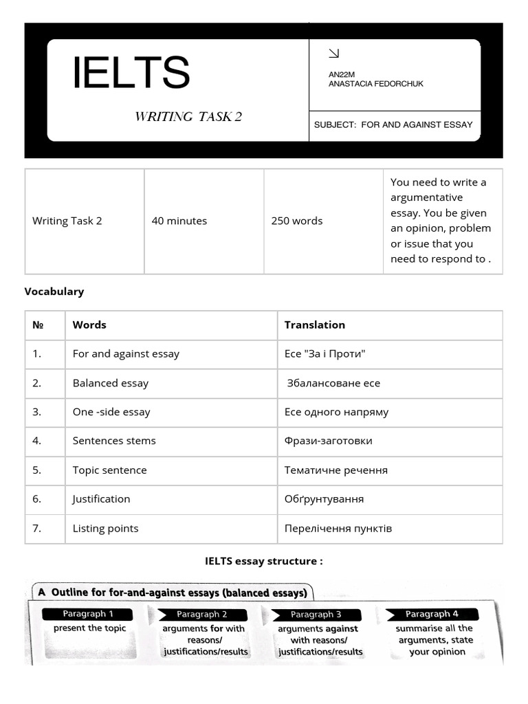 IELTS For and Against Essay Guide | PDF | Educational Technology ...