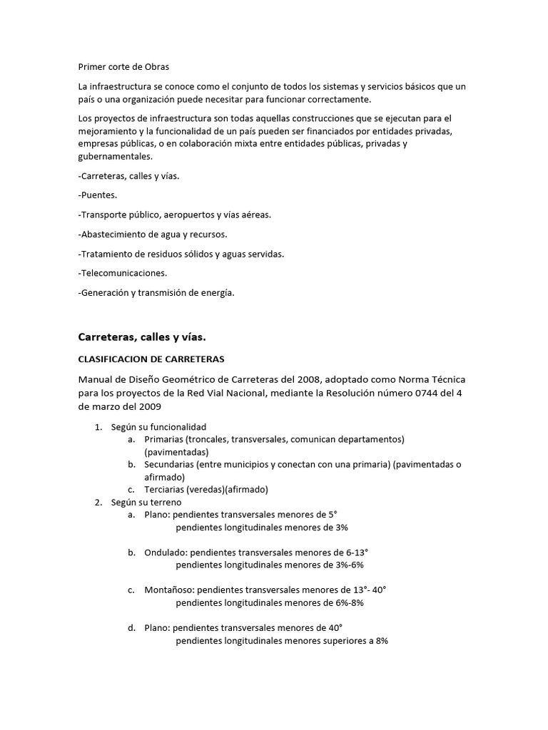 Primer Corte de Obras | PDF