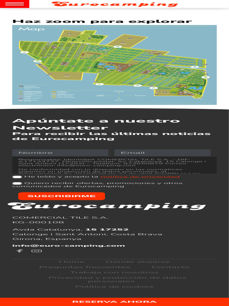 Mapa Del Camping - Euro Camping | PDF