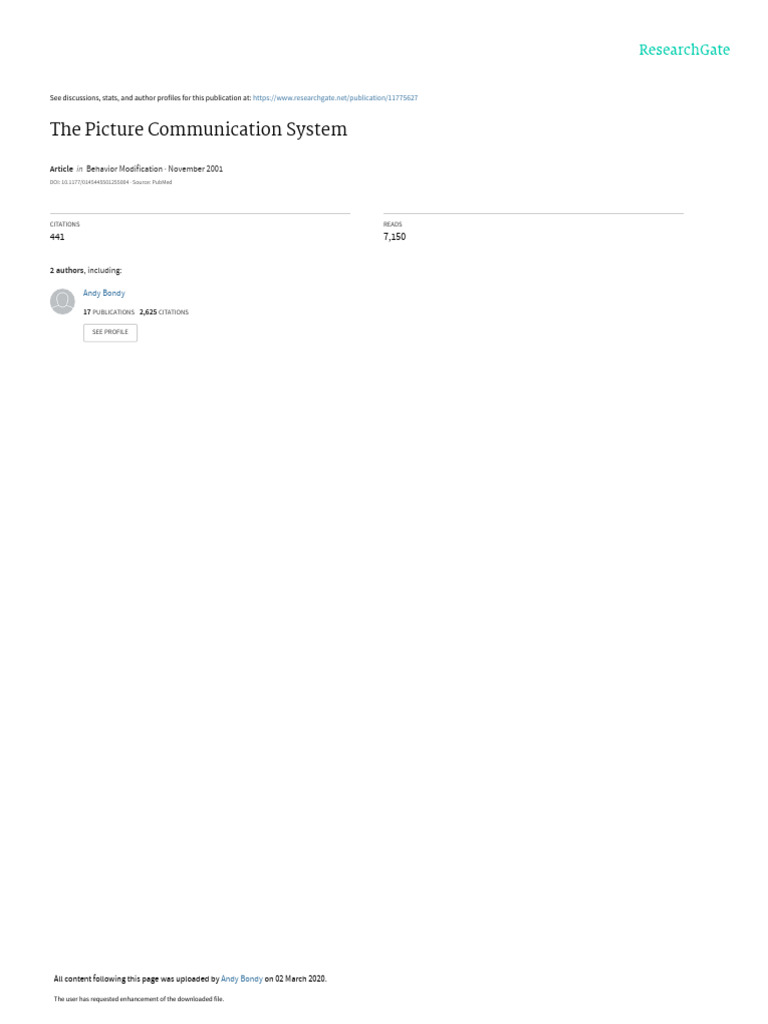 Bondy e Frost, Pecs | PDF | Psychological Concepts | Behavioural Sciences