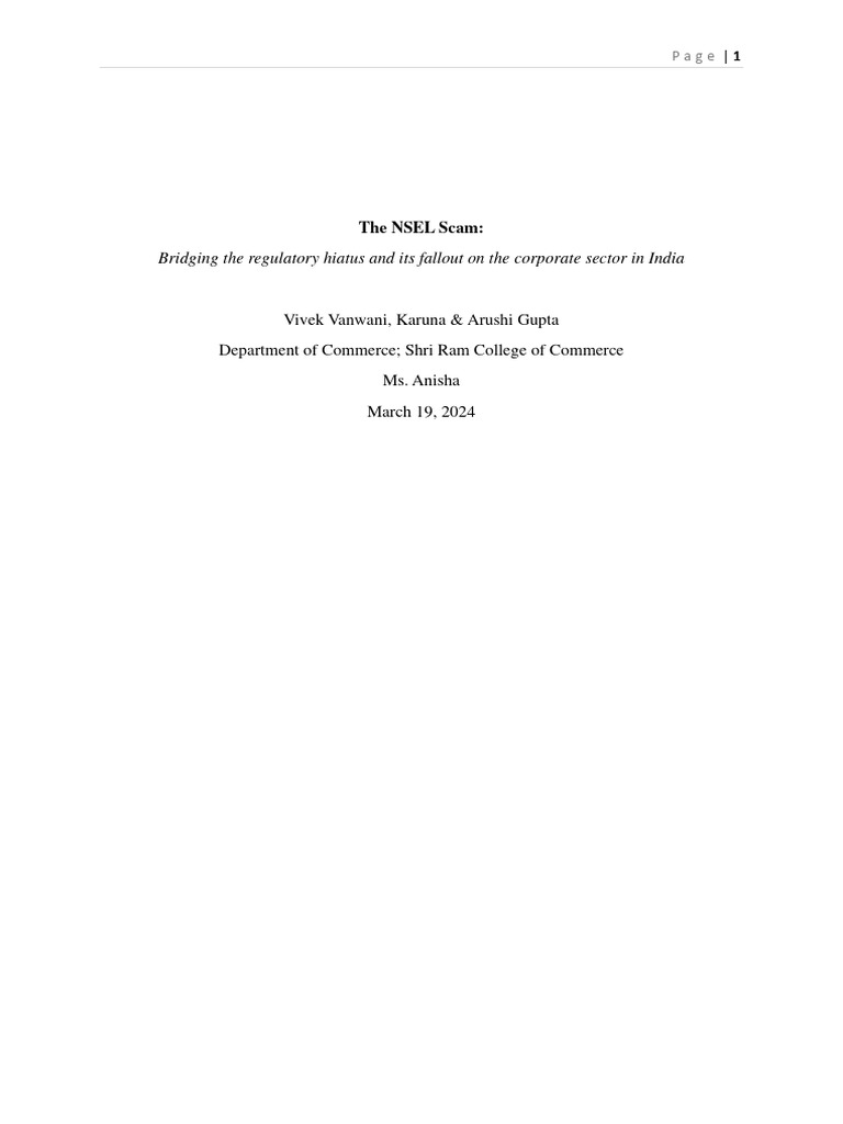 The NSEL Scam | PDF | Piercing The Corporate Veil | Limited Liability