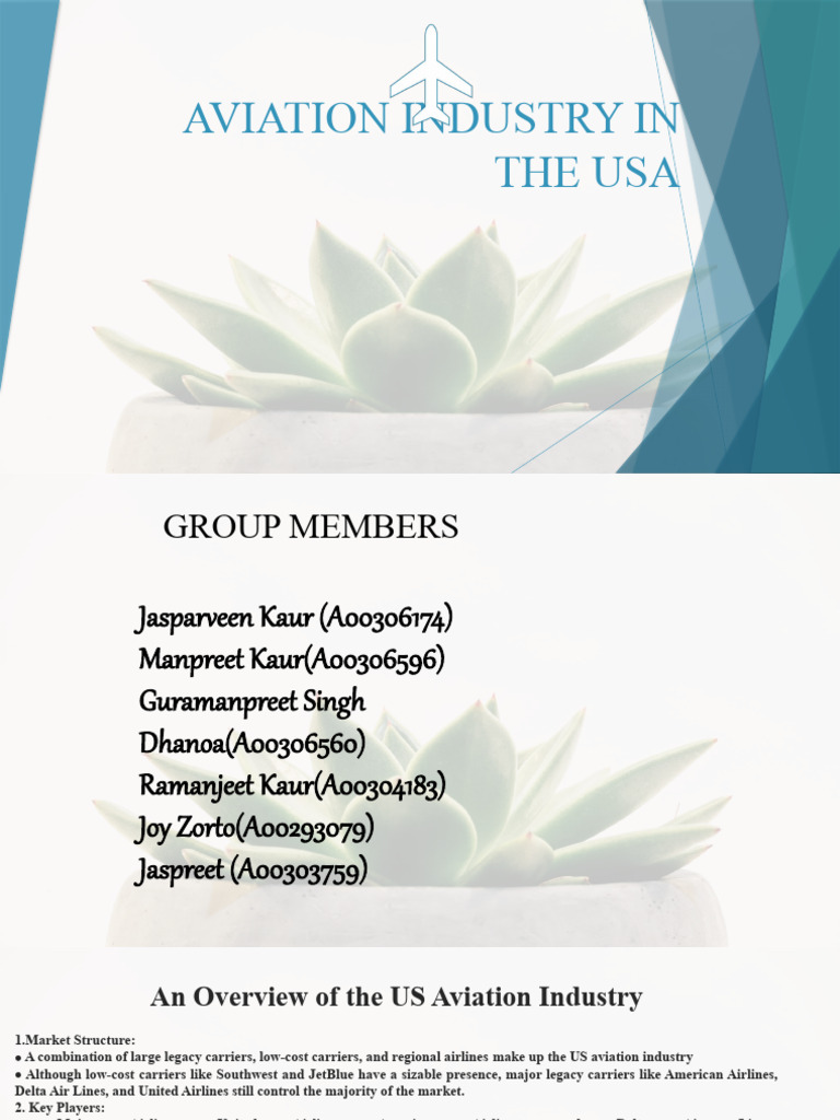 Aviation Industry in The Usa PPT Final | PDF | Airlines | Demand