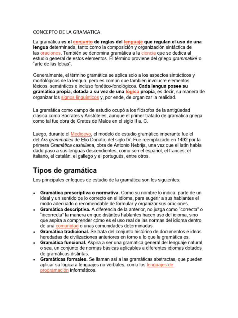 Concepto de La Agramatica | PDF | Gramática | Palabra