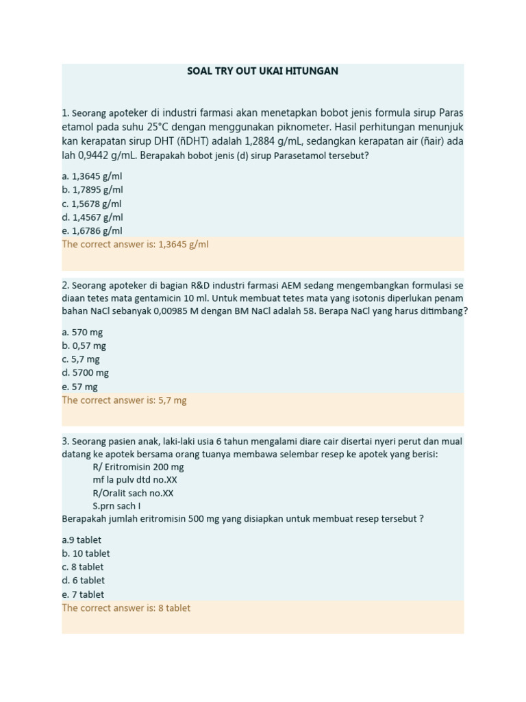 Soal Try Out Ukai Hitungan Versi Warna | PDF