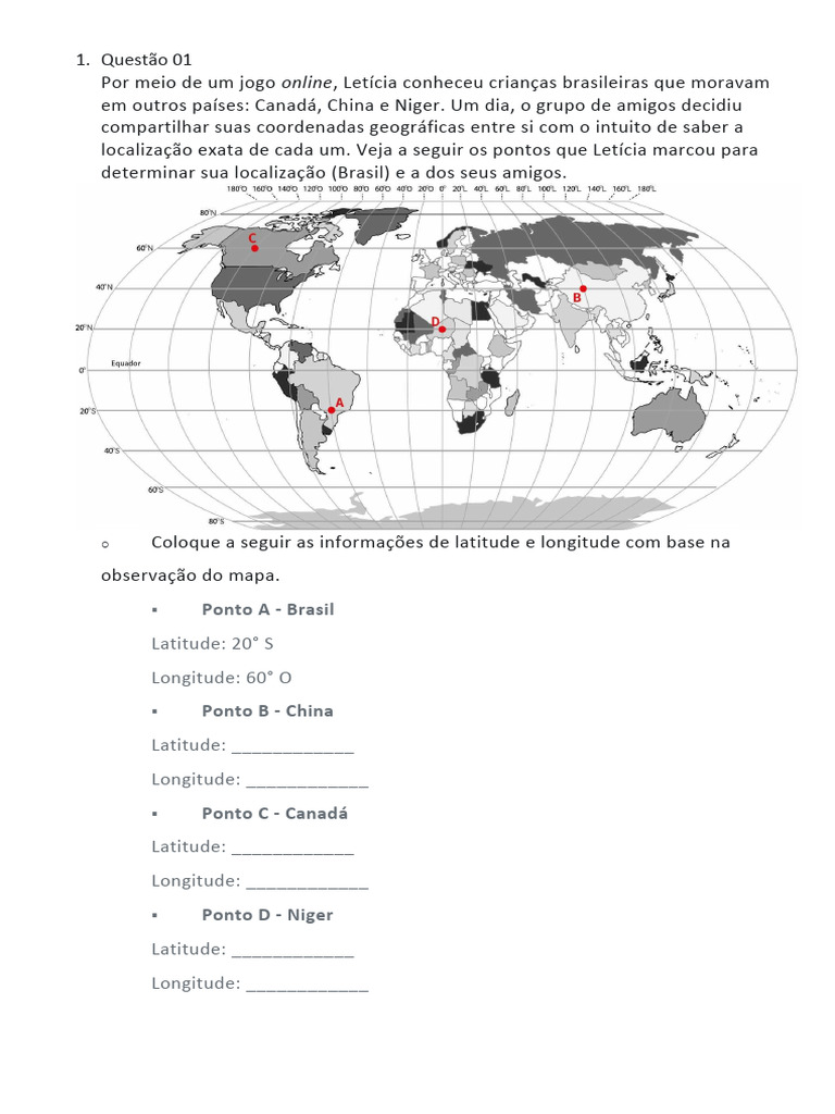 Peja Exercícios Coordenadas Geográficas Pdf