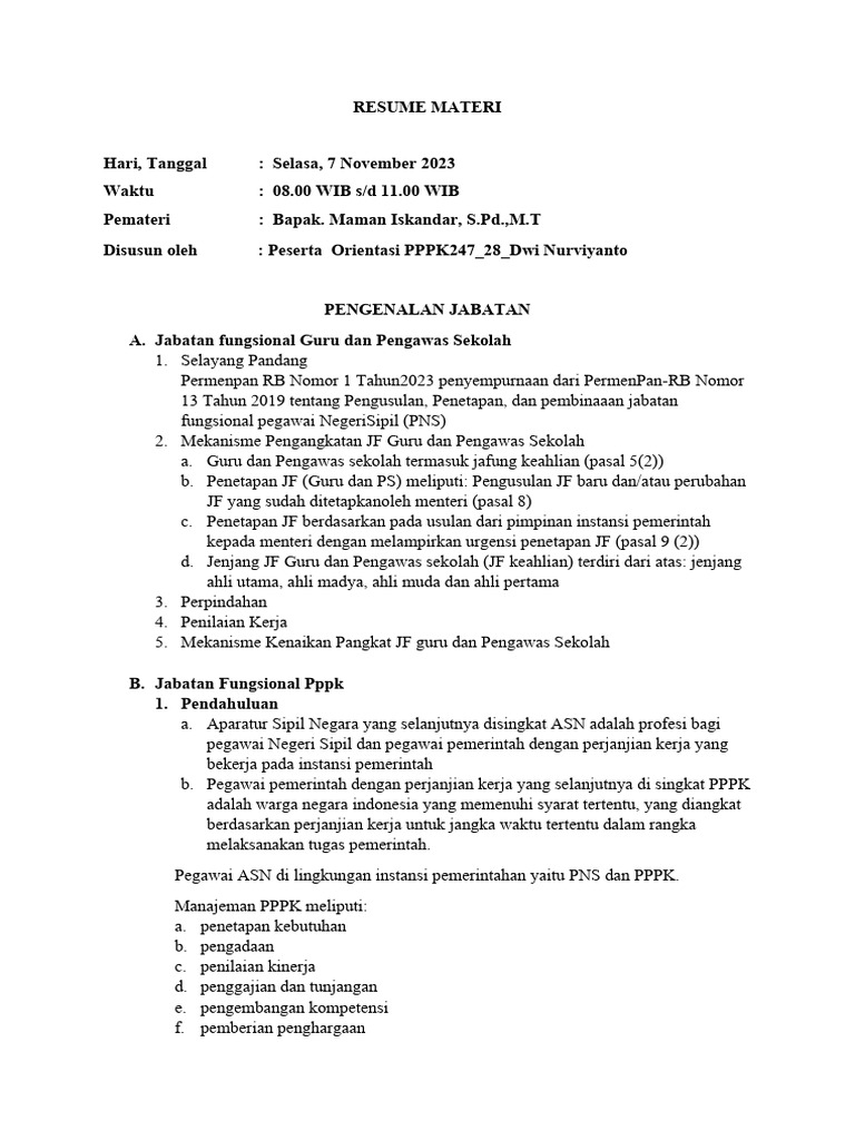 Resume Pengenalan Jabatan | PDF