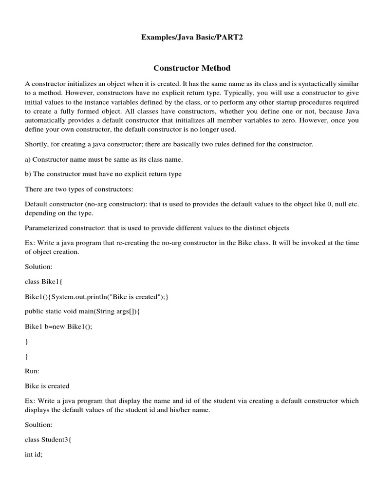 Part2 Examplesd892a3035cbc41034a397a47b224bef5 Pdf Programming Constructor Object