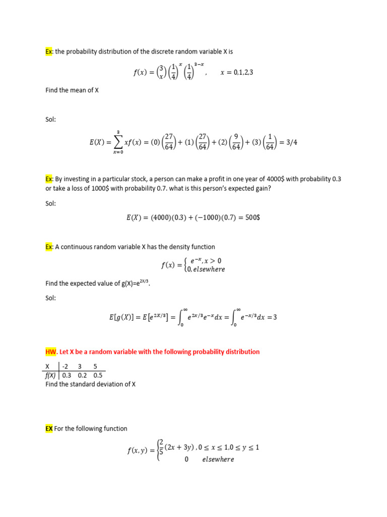 Lec8 Tut | PDF | Probability Distribution | Random Variable
