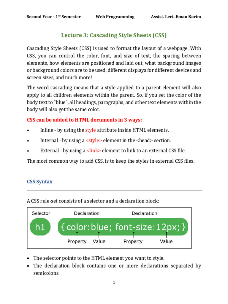 Introduction to Cascading Style Sheets | PDF | Design | Computer File Formats