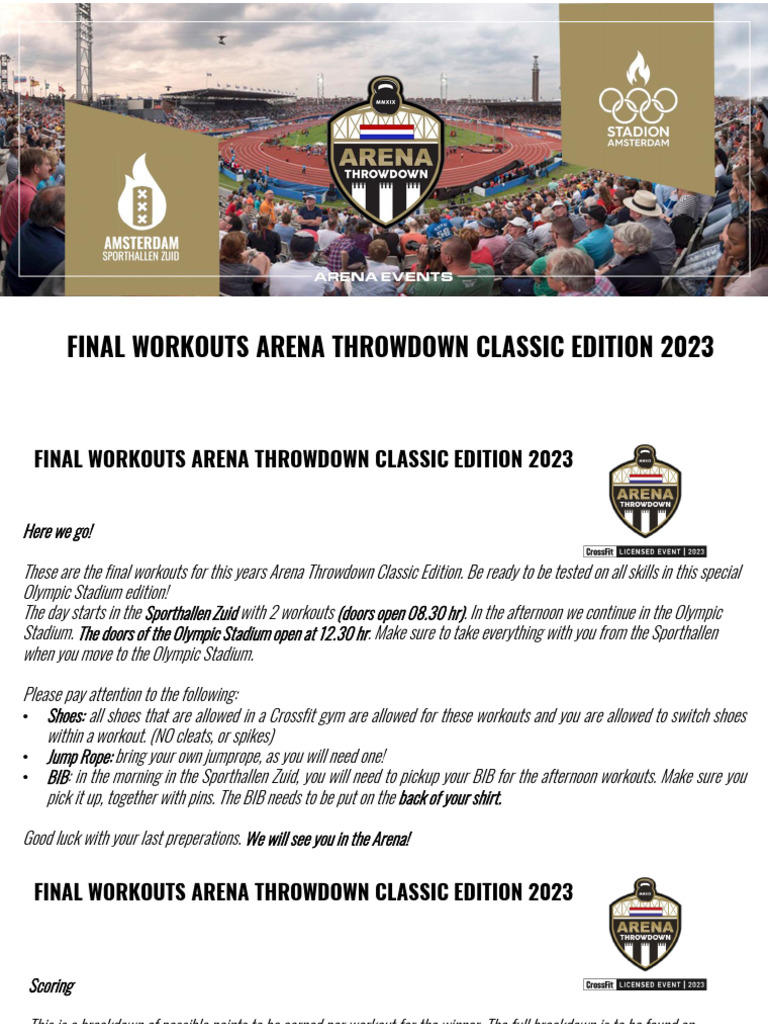 Final Workouts Arena Throwdown Classic Edition 2023 | PDF | Weight Training