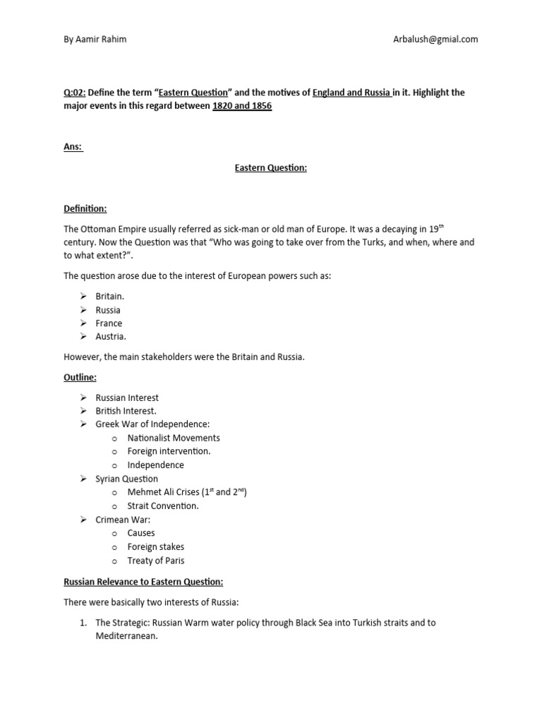 Eastern Question | PDF | Crimean War | Ottoman Empire