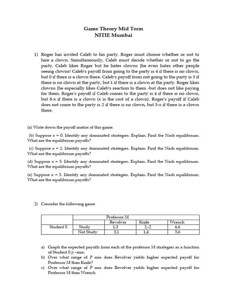 Game Theory Mid Term | PDF | Quantitative Research | Game Theory