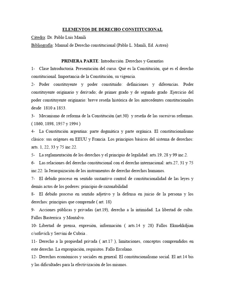Programa Derecho Const-CPC | PDF | Constitución | Ley Pública