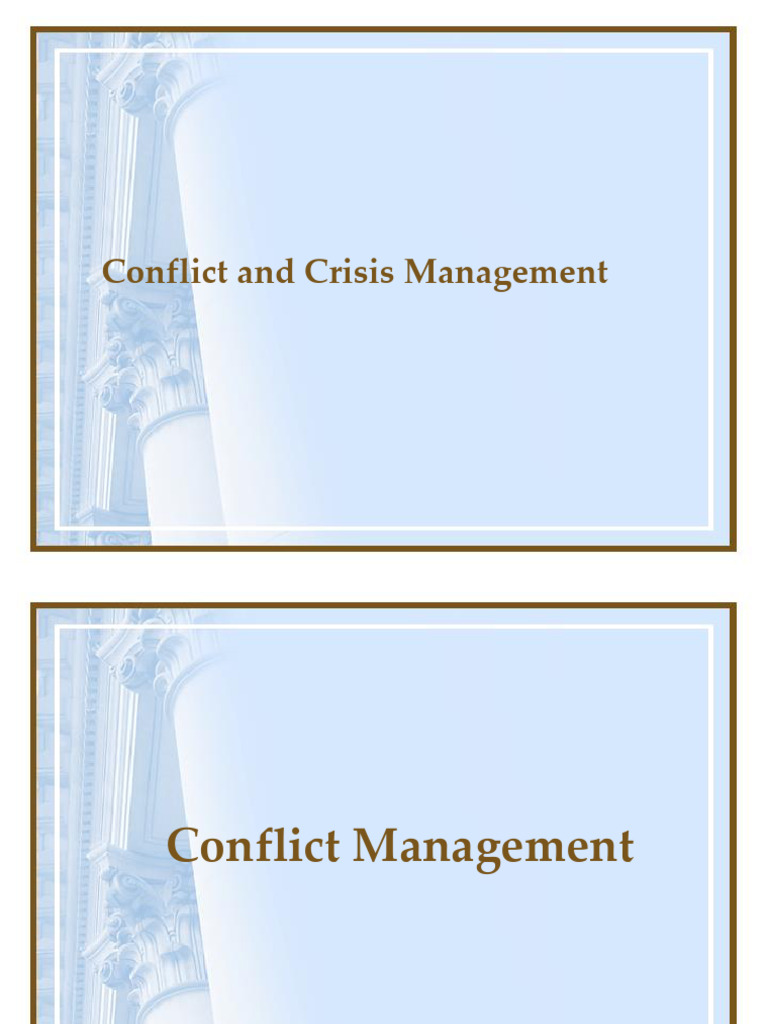 Conflict and Crisis Management | PDF