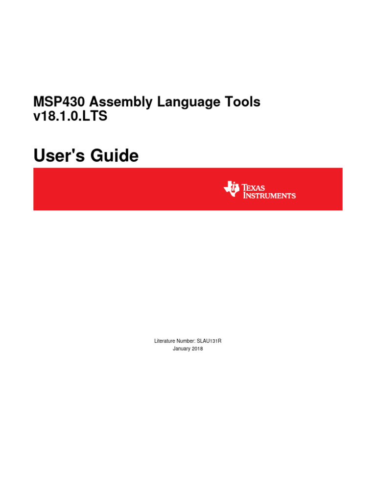 Slau131r MSP430 Assembly Language Tools USER GUIDE | PDF