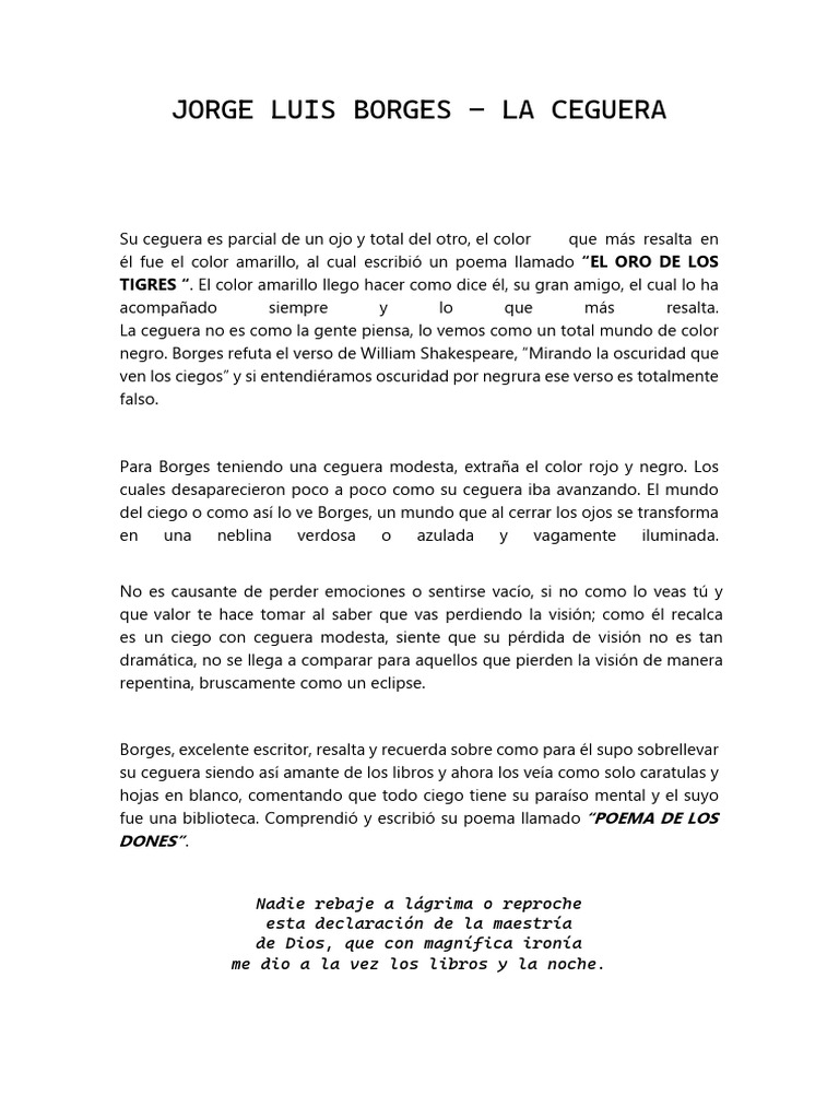 Ensayo-La Ceguera | PDF | Discapacidad visual