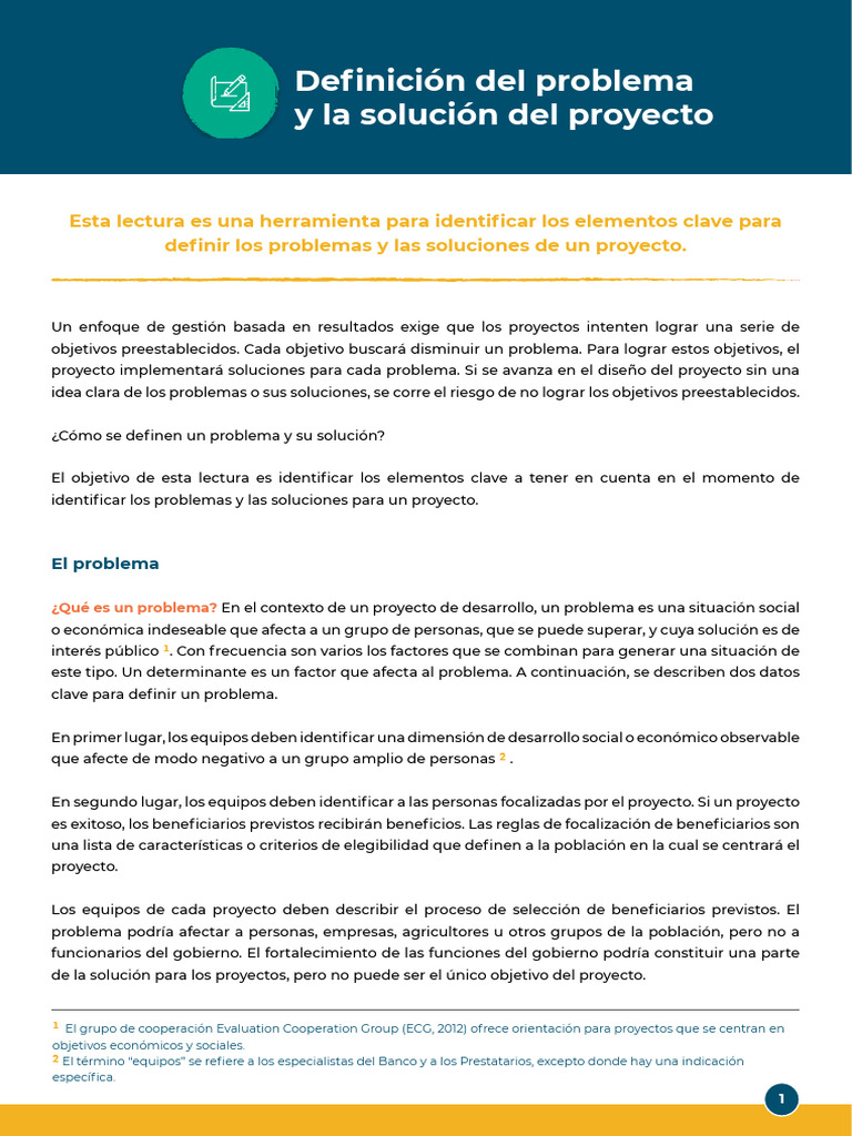 Definicion Del Problema y La - Solucion Del Proyecto | PDF