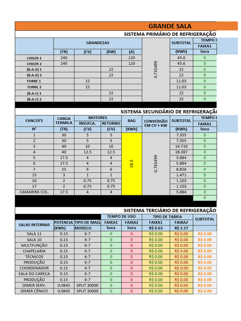 Calculo de Consumo de Energia Do Ar Cond. | PDF | Engenharia Mecânica | Mecânica Clássica