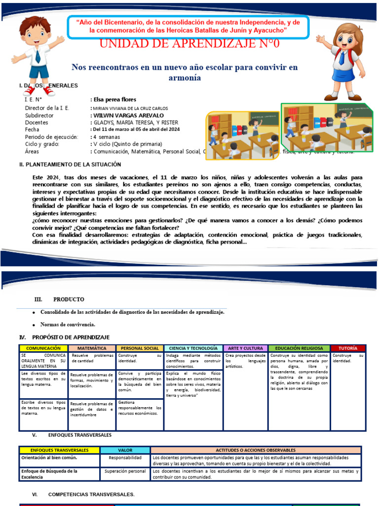 UNIDAD DE APRENDIZAJE 1 QUINTO | PDF | Números | Aprendizaje