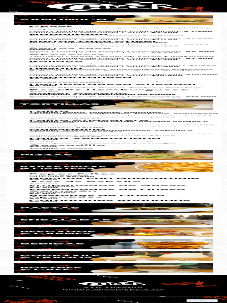 Menú del Restaurante Cheer San Antonio | PDF