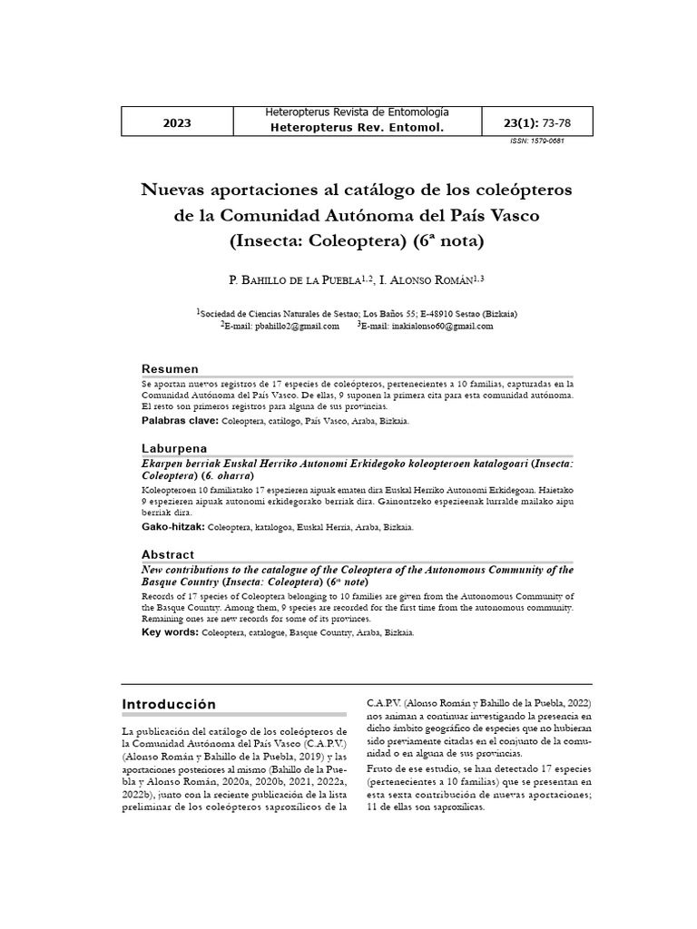Nuevos registros de Anthelephila en C.A.P.V. | PDF | Roble | Insectos
