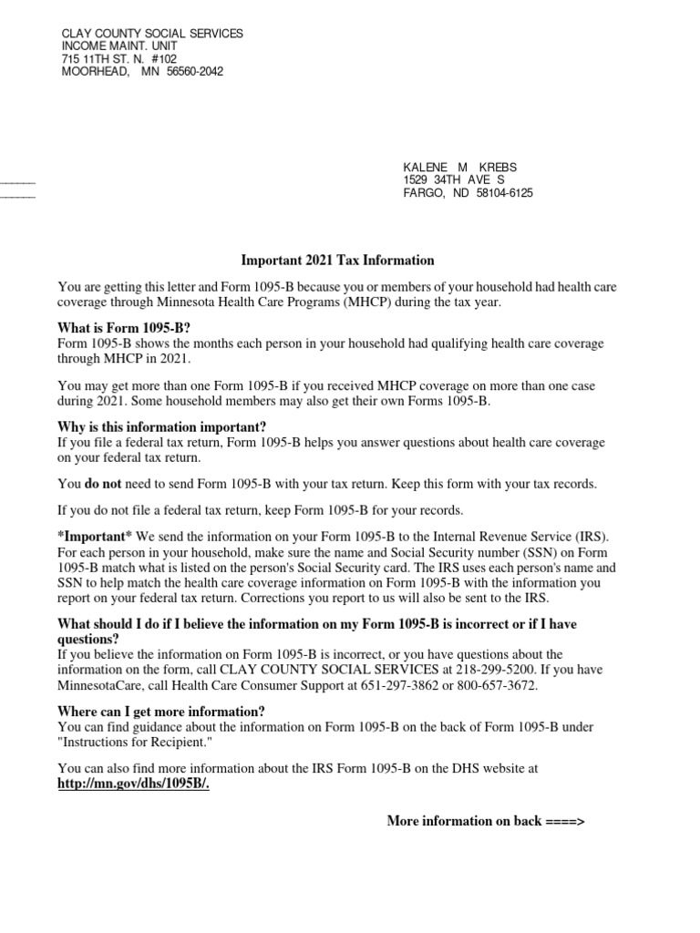 2021 MHCP Tax Information | PDF | Social Security Number | Insurance
