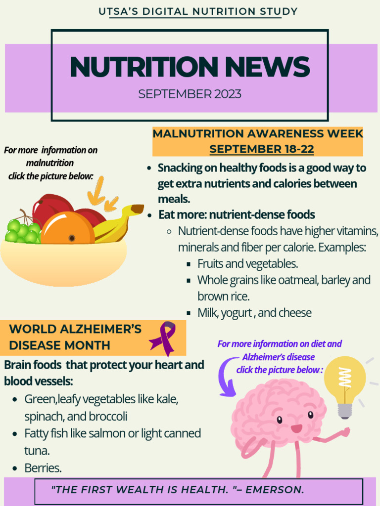 September Newsletter Utsas Digital Nutrition Study | PDF