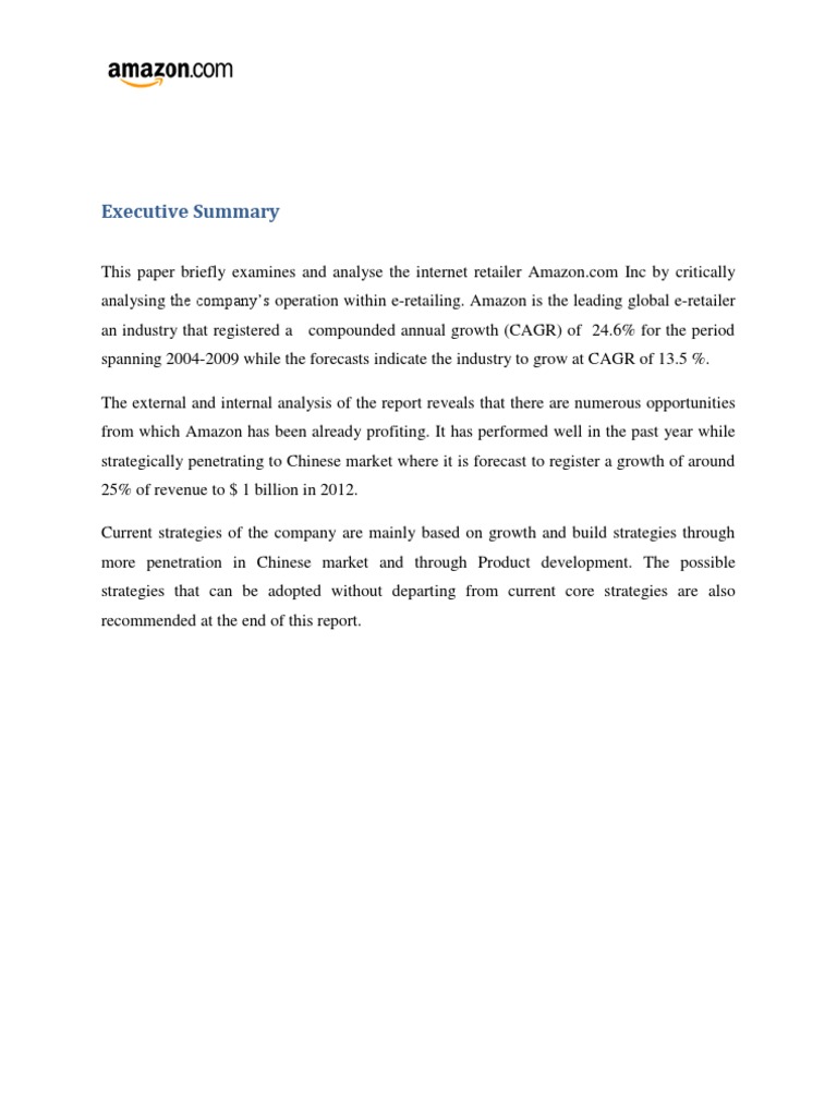 Amazon Assignment Final Printing Version | PDF | Amazon.Com | Strategic ...