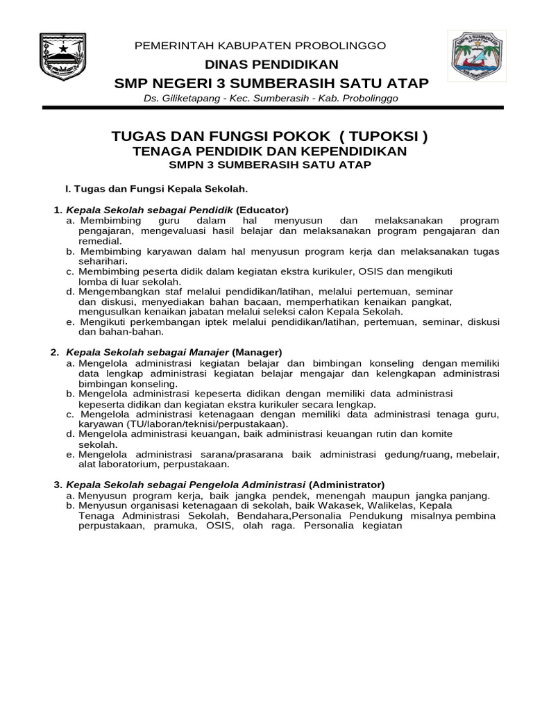 Tupoksi | PDF | Kesehatan Holistik