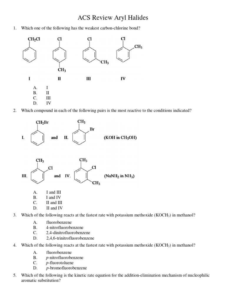 ACS Review 23 Aryl Halides | PDF | Chemical Reactions | Organic Chemistry