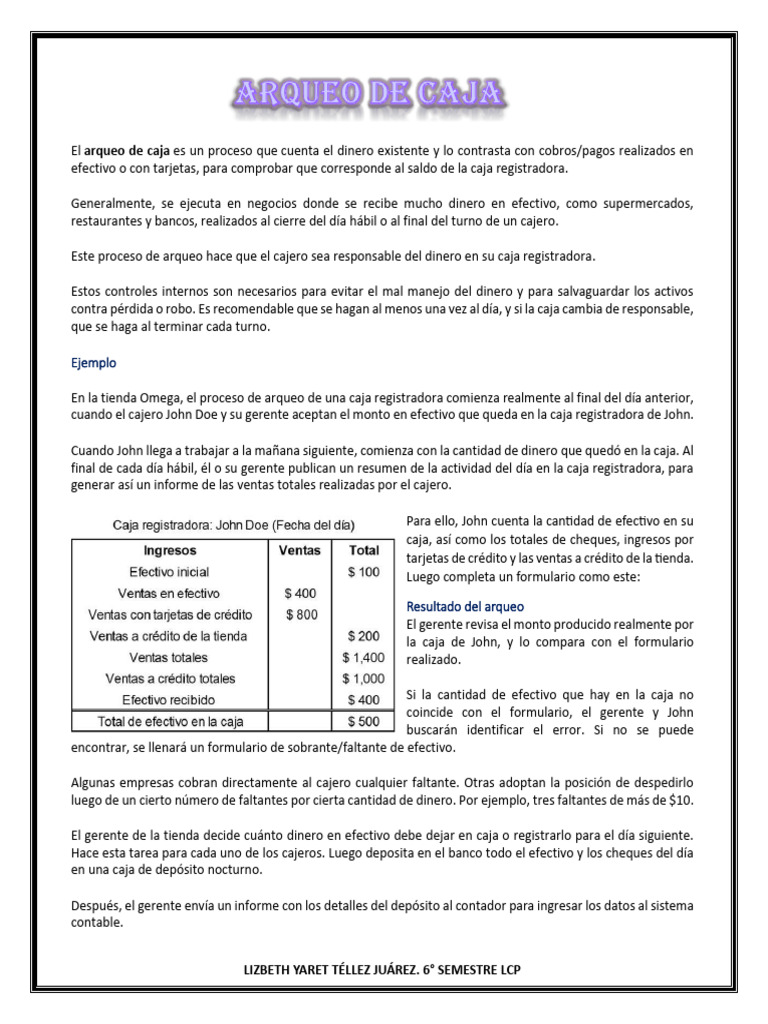 Proceso de Arqueo y Kardex de Inventario | PDF | Contabilidad | Cajero