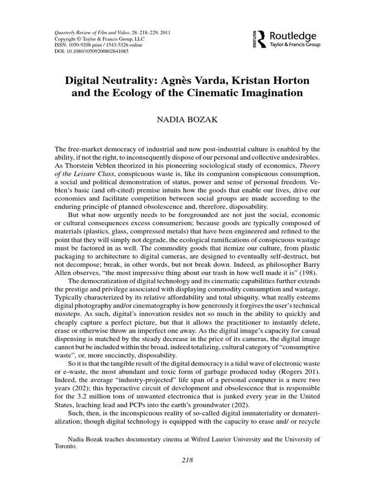 BOZAC, Nadia Digital Neutrality - Agnès Varda, Kristan Horton and The ...