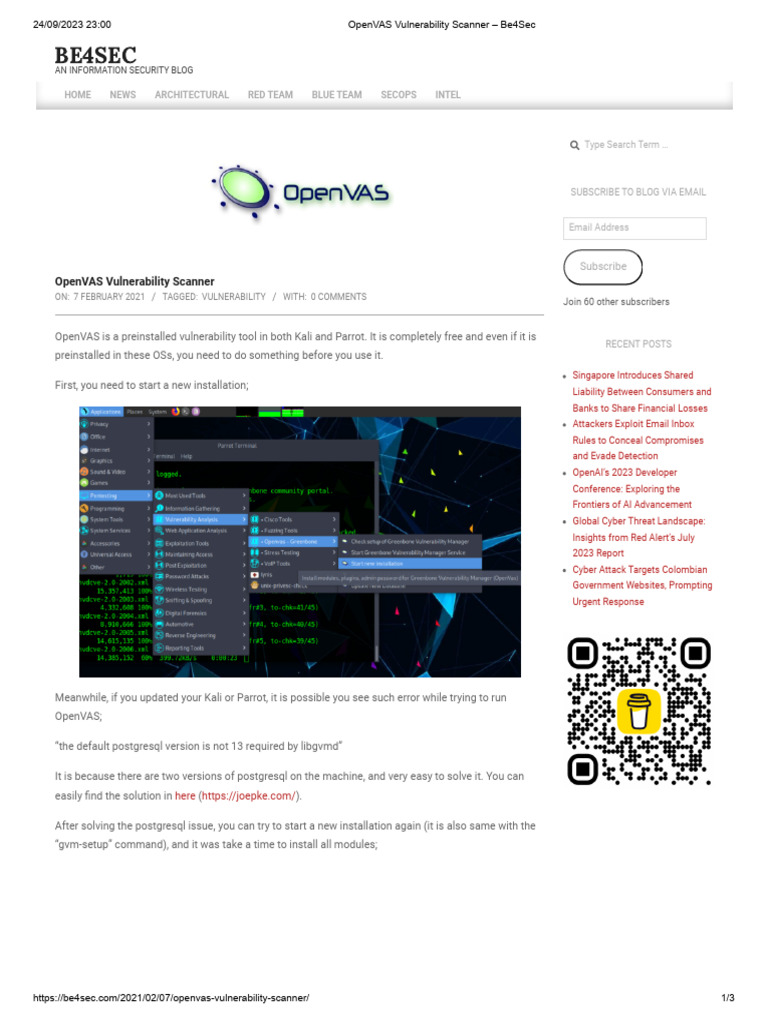Openvas Vulnerability Scanner Be4sec Pdf Vulnerability Computing Software
