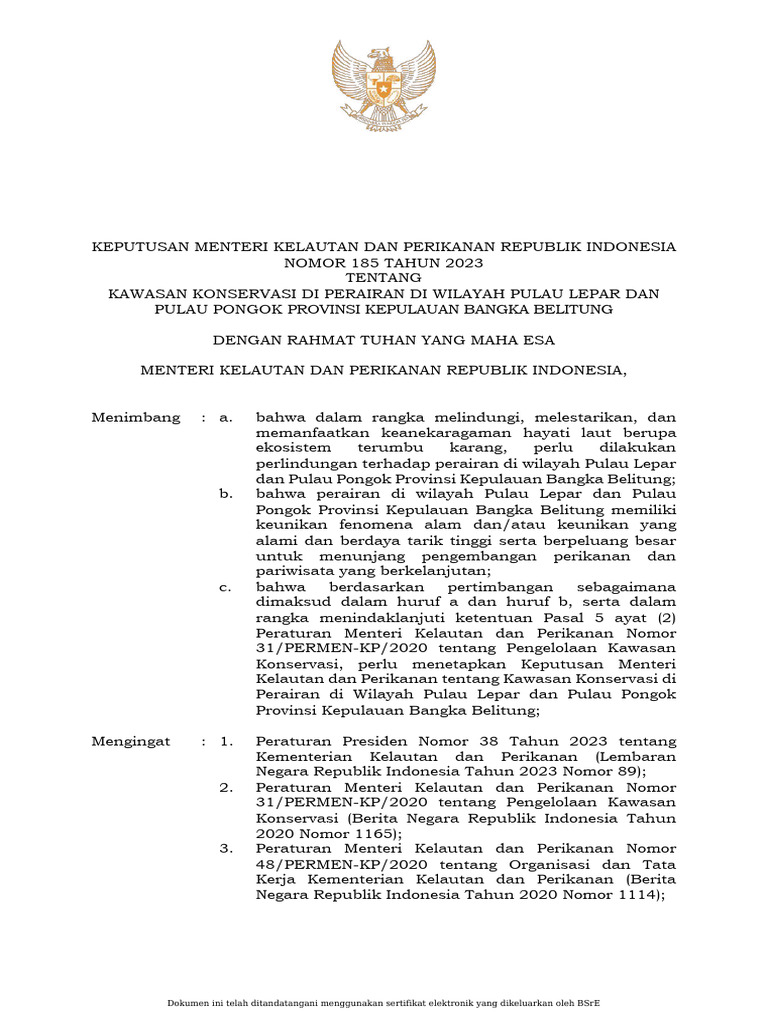 Kepmen KP 185 2023 | PDF