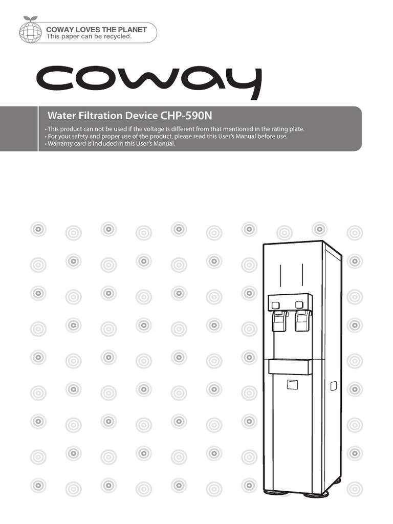 Product Manual Coway Harry CHP-590N | PDF | Filtration | Ac Power Plugs ...