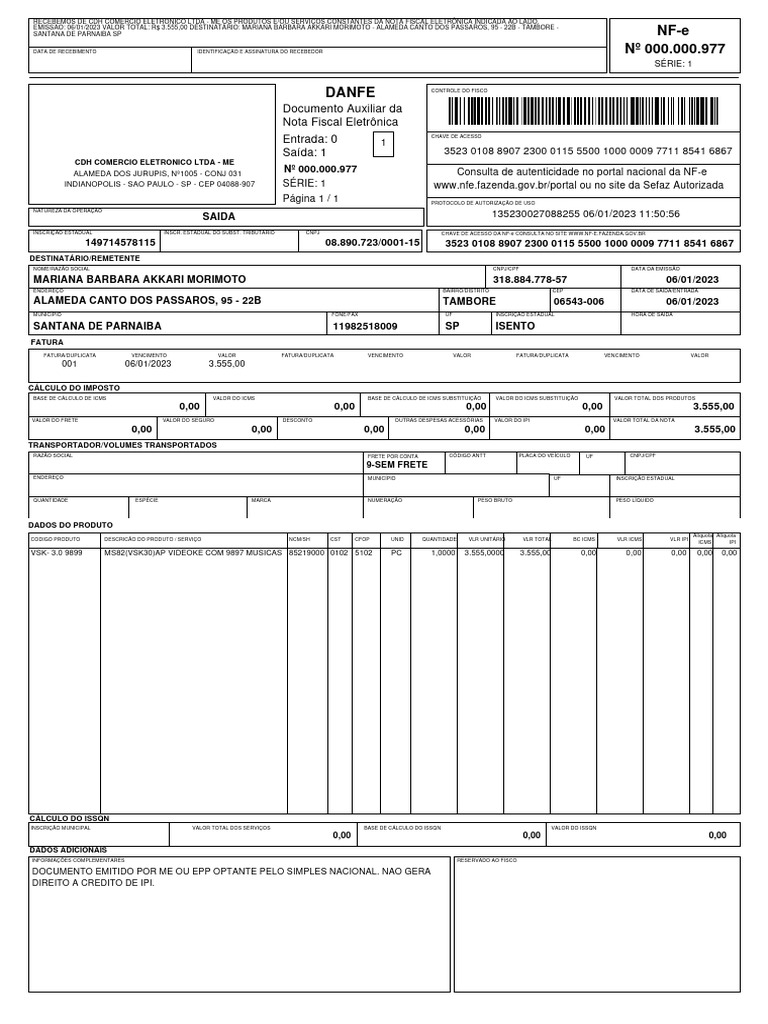 Danfe 771185416867 | PDF