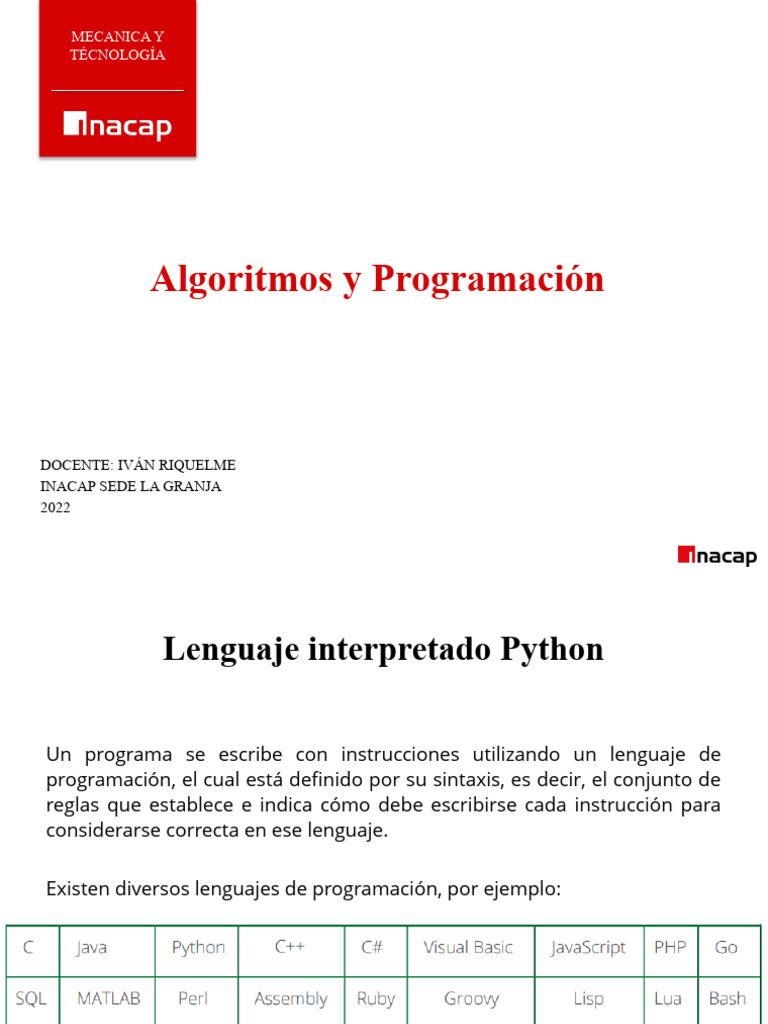 Unidad 3 Lenguajes Interpretados Python 6 | PDF | Lenguaje de ...