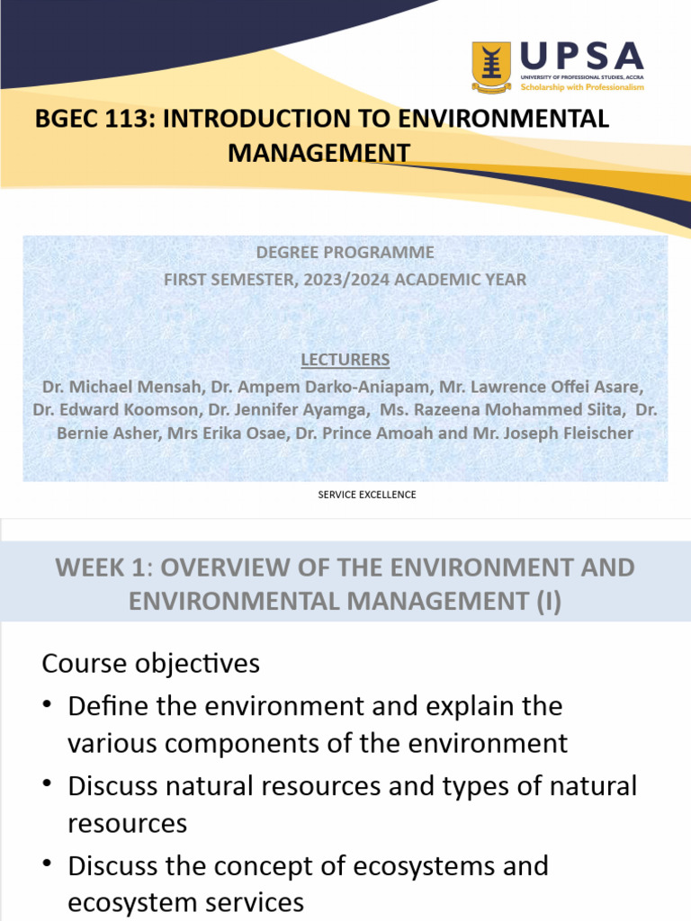 Week 1 Overview Of Environmental Management 1 Pdf Ecosystem