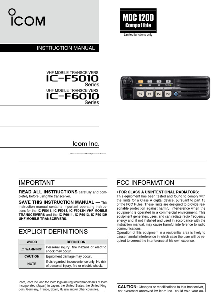Icom IC F6011 Manual | PDF | Electromagnetic Interference | Wireless
