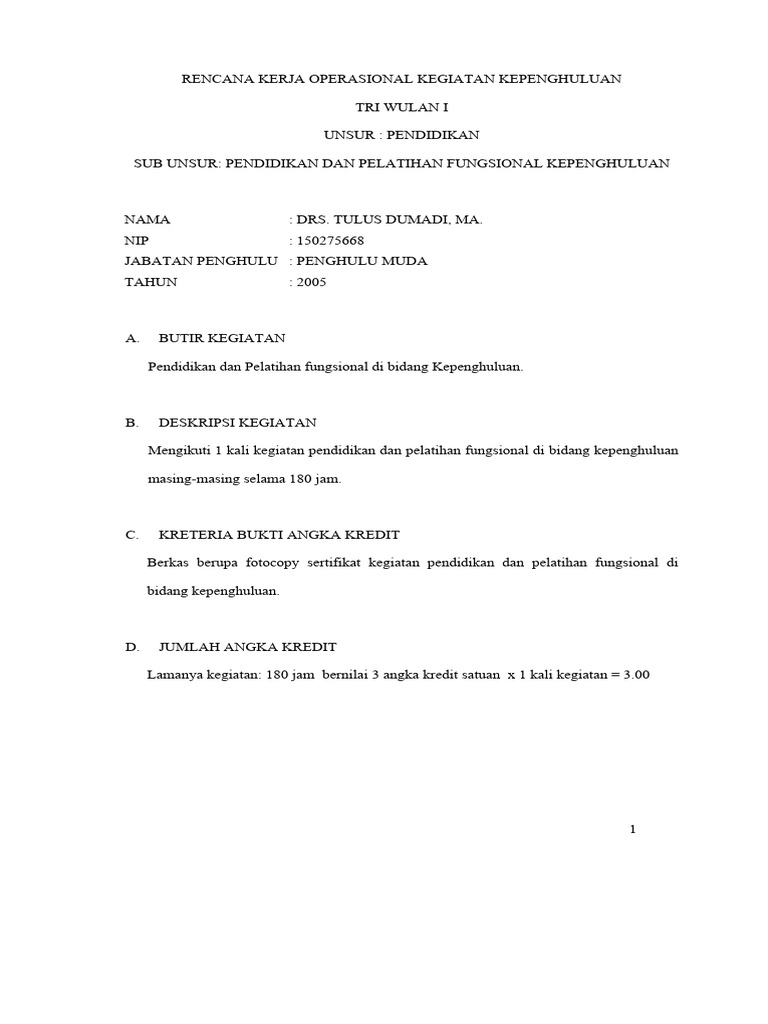Rencana Kerja Operasional | PDF