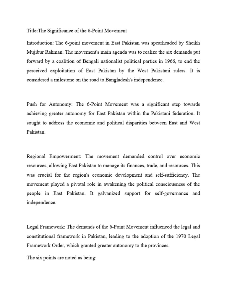 6 Point Movement | PDF | Pakistan | Government